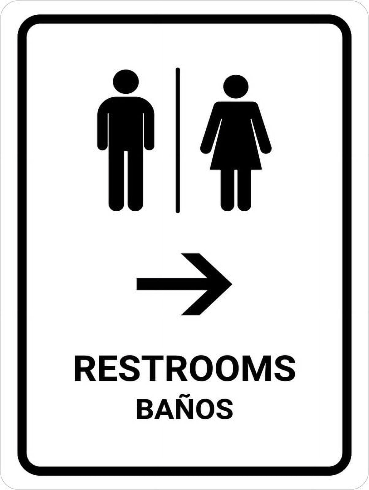 Restrooms With Right Arrow White Bilingual Retro Vintage Sign Home Bar ...