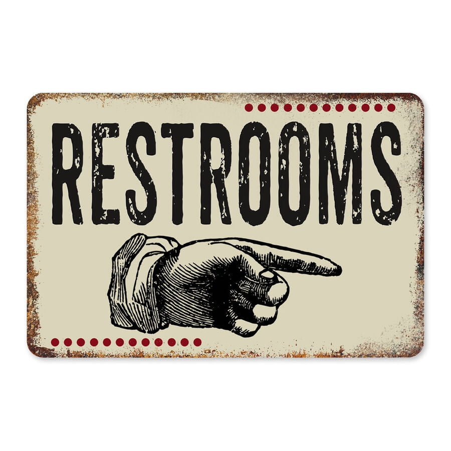 Restrooms metal aluminium Sign Right Putty Restaurant Decor Restroom ...