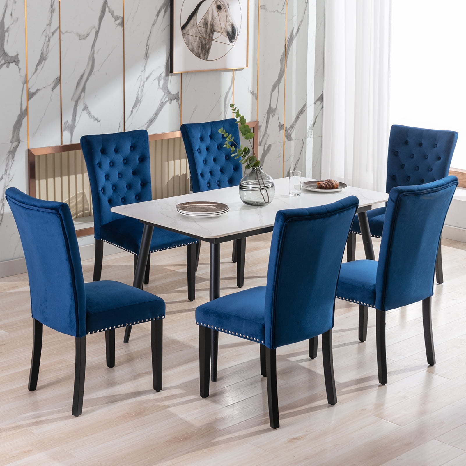 Restworld Dining Chair ,Set of 6 Elegantly Upholstered Velvet Chairs ...