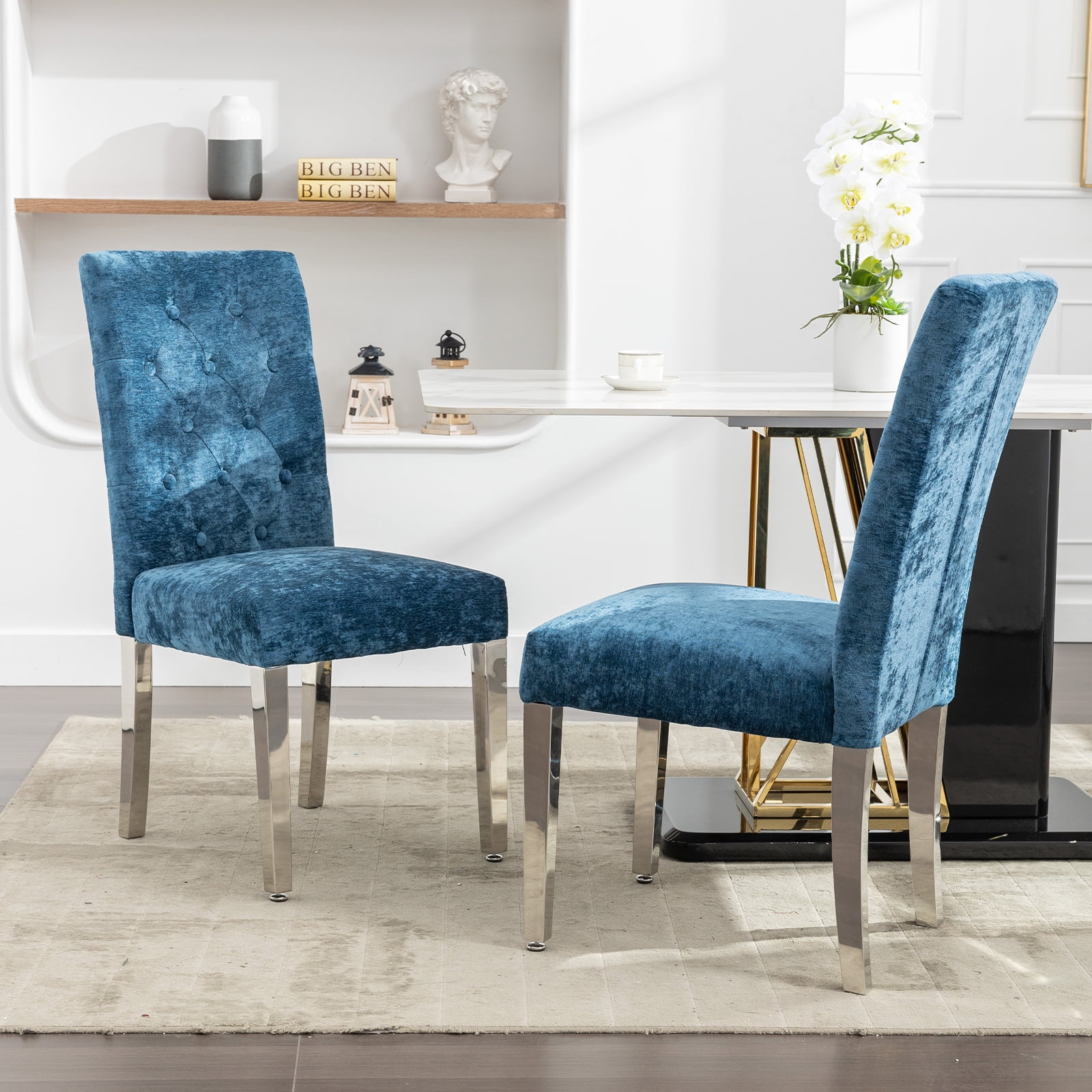 Restworld Dining Chair, Tufted Upholstered High Back Velvet Dining ...