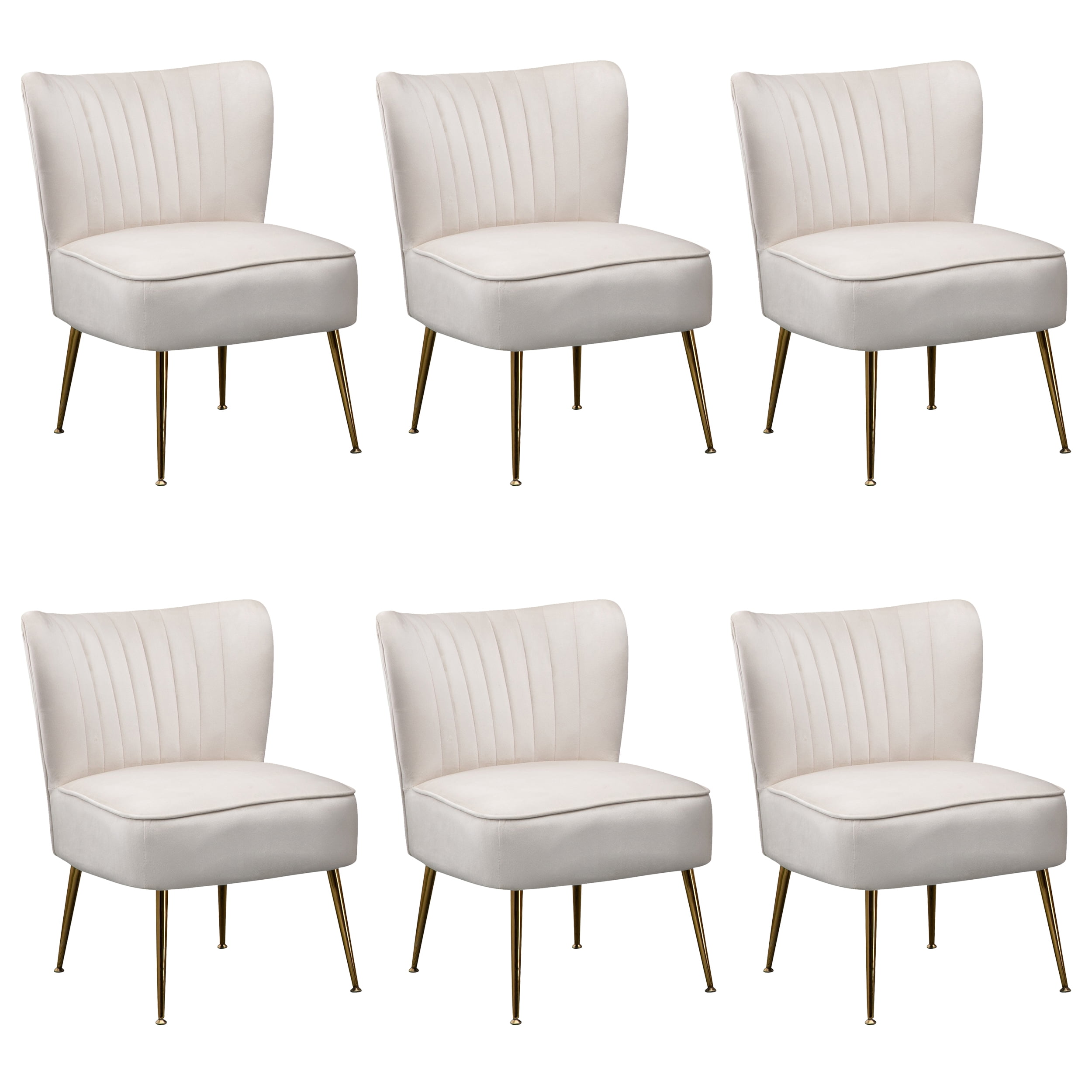 Restworld Modern Velvet Dining Chair Set of 6 with Tufted Backrest and ...