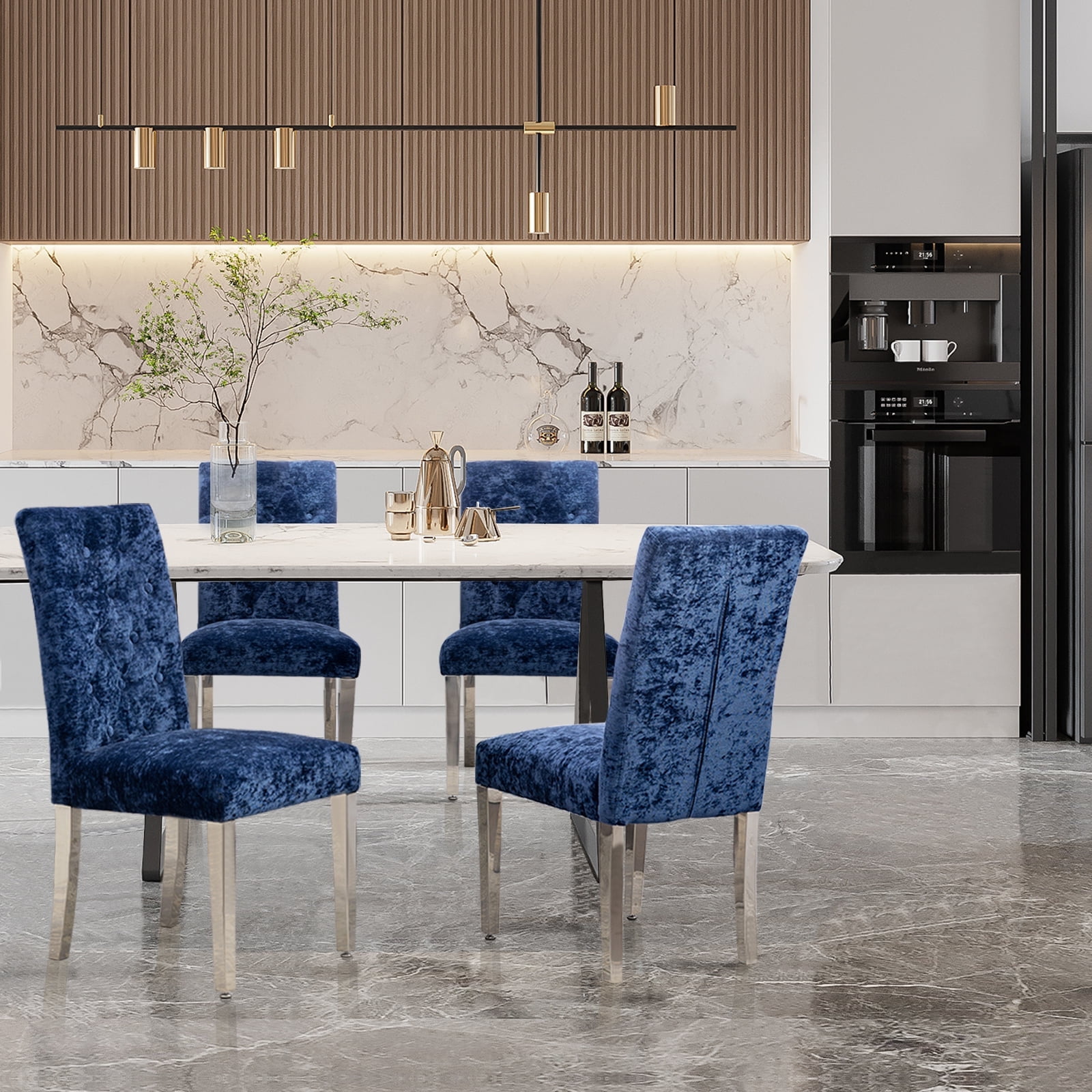 Restworld Tufted Upholstered High Back Parson Dining Chair, Set of 4 ...