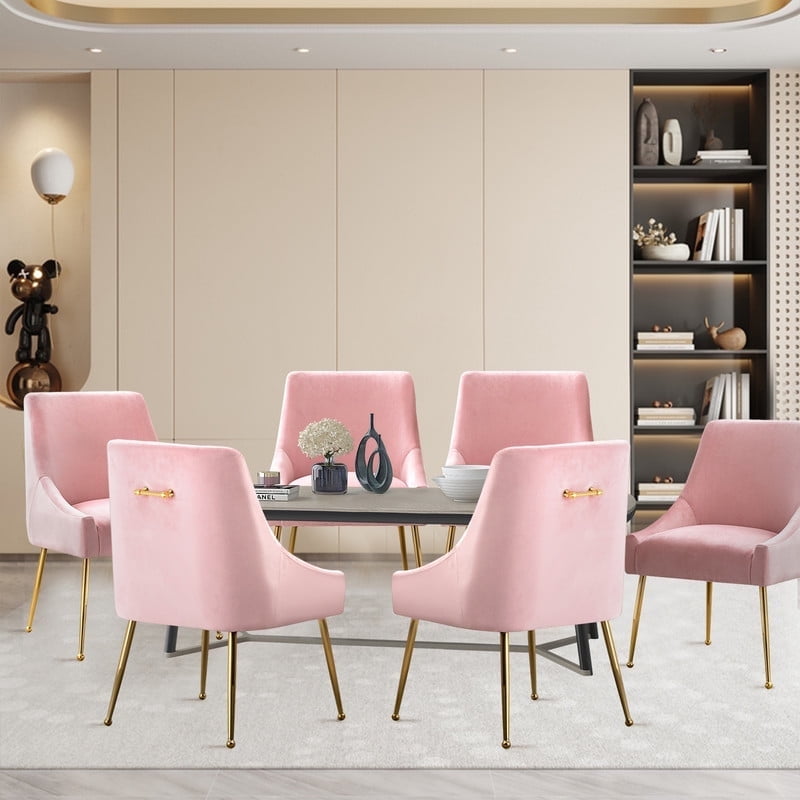 Restworld Velvet Dining Chairs Set of 6, Modern Upholstered Dining ...