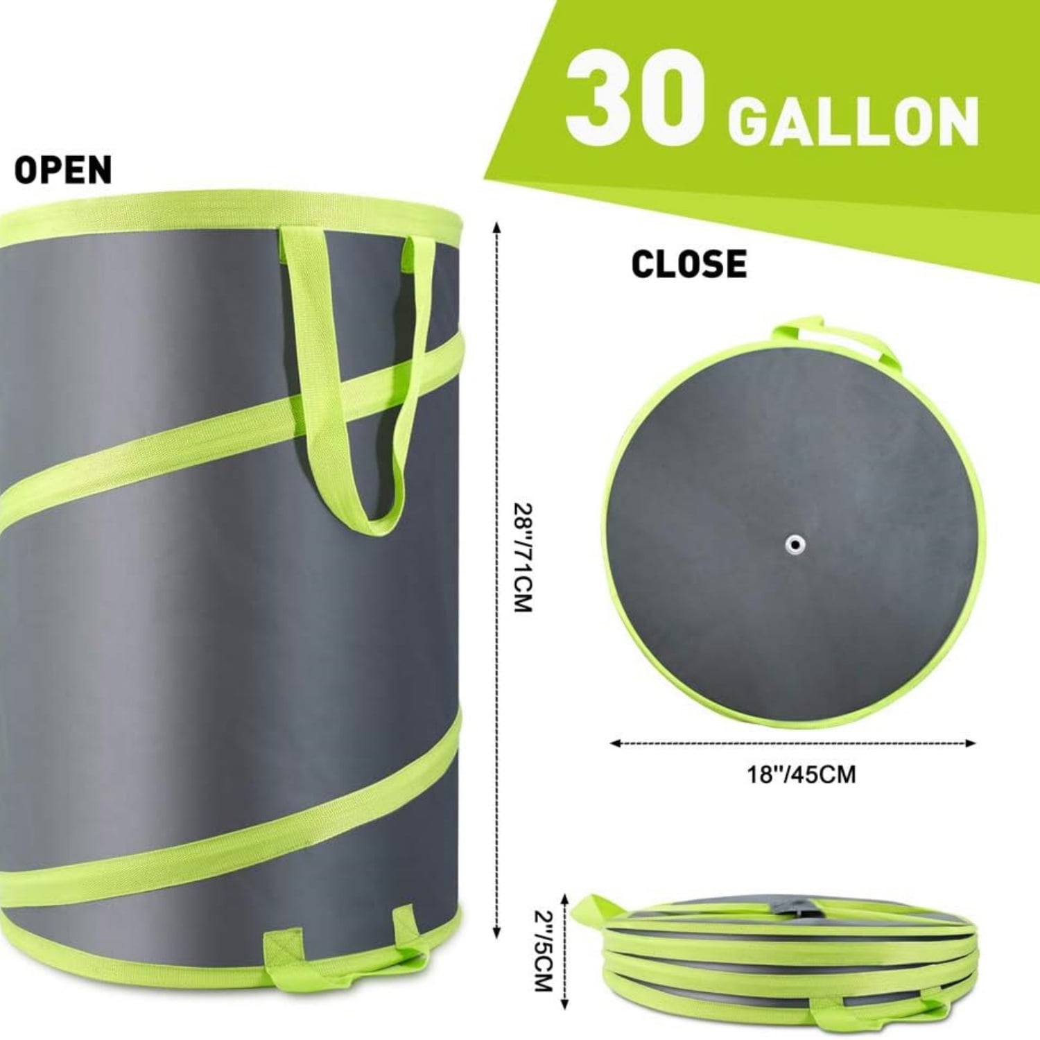 Resuable Leaf Bag 2 Pack, Collapsible Trash Can for Camping, Garden ...