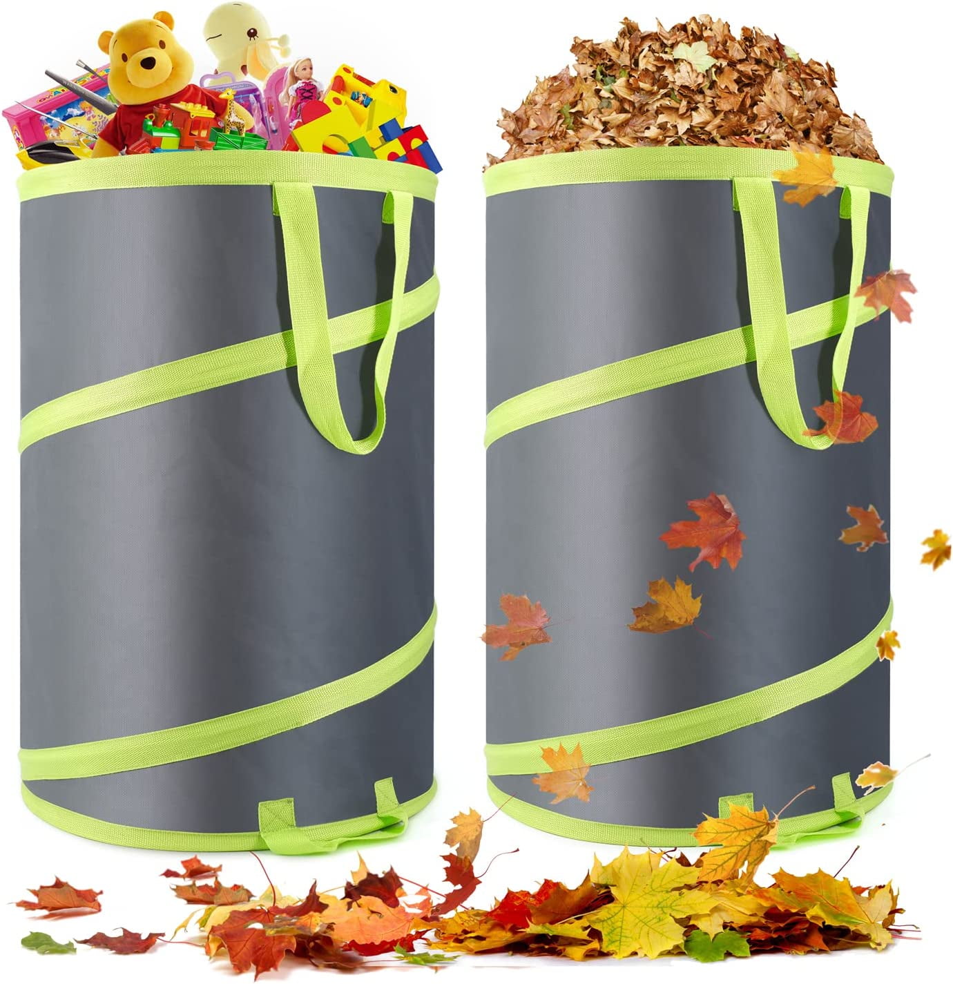 Resuable Leaf Bag 2 Pack, Collapsible Trash Can for Camping, Garden ...