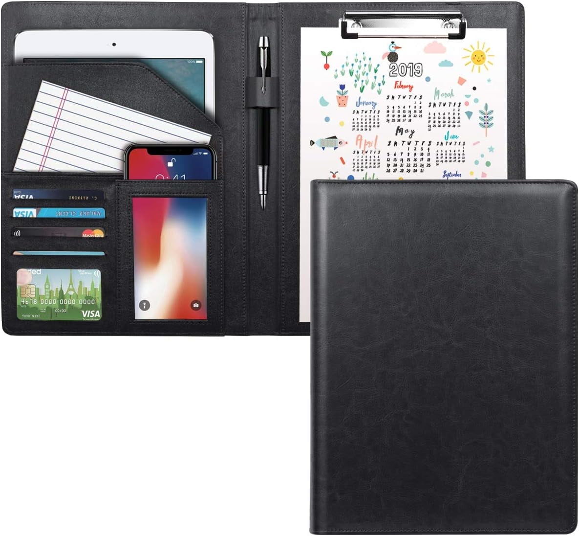 NVAAV Resume Portfolio Folder Padfolio Clipboard, 12.7x9.6 in, Black ...