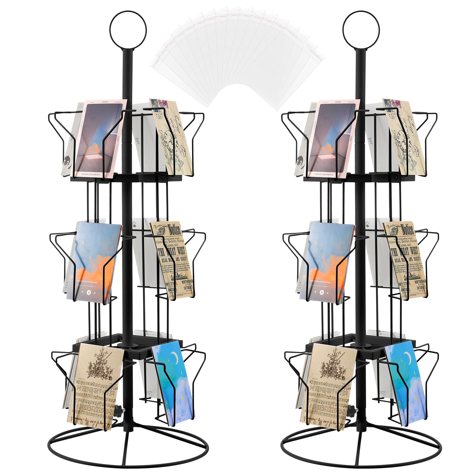 Resurhang 2 Pcs 12 Pockets Countertop Rotating Greeting Card Rack ...