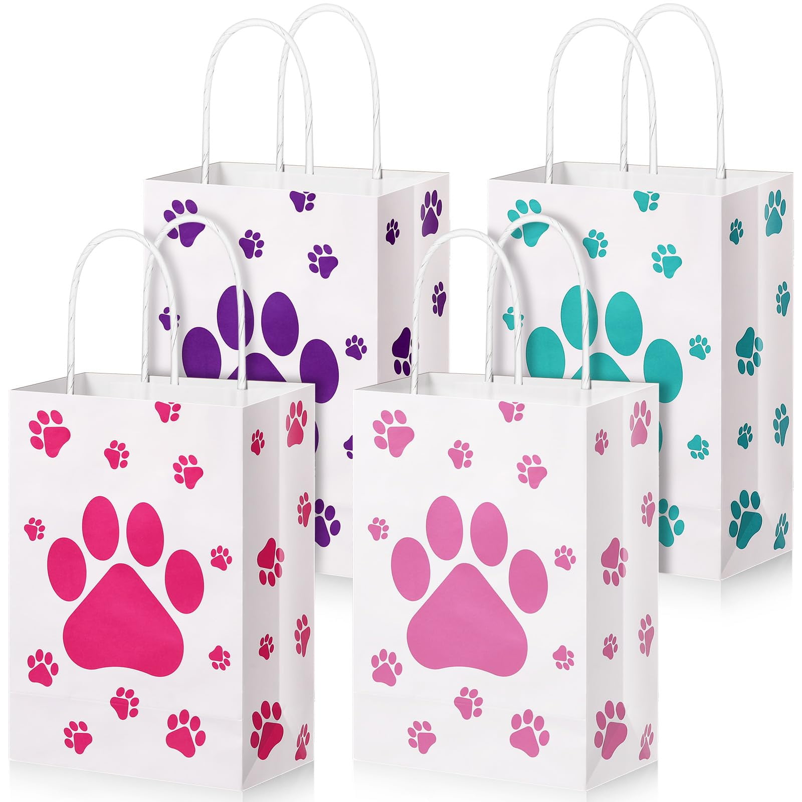 Resurhang 24 Pcs Paw DHF10 Print Gift Bags with Handle Paper Treat ...