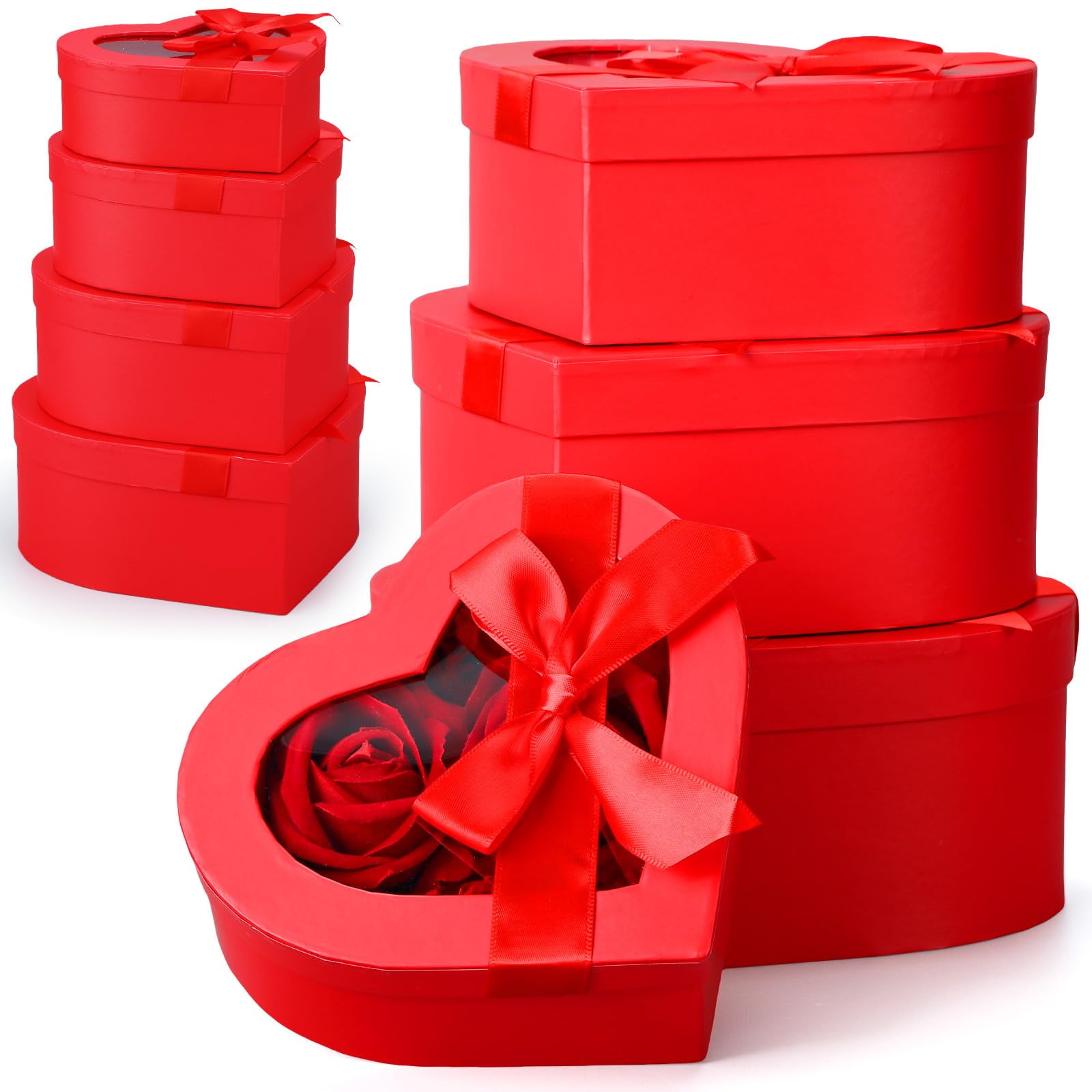 Resurhang 4 Pcs Flower Boxes Heart Shaped Boxes Wedding Proposal Floral ...