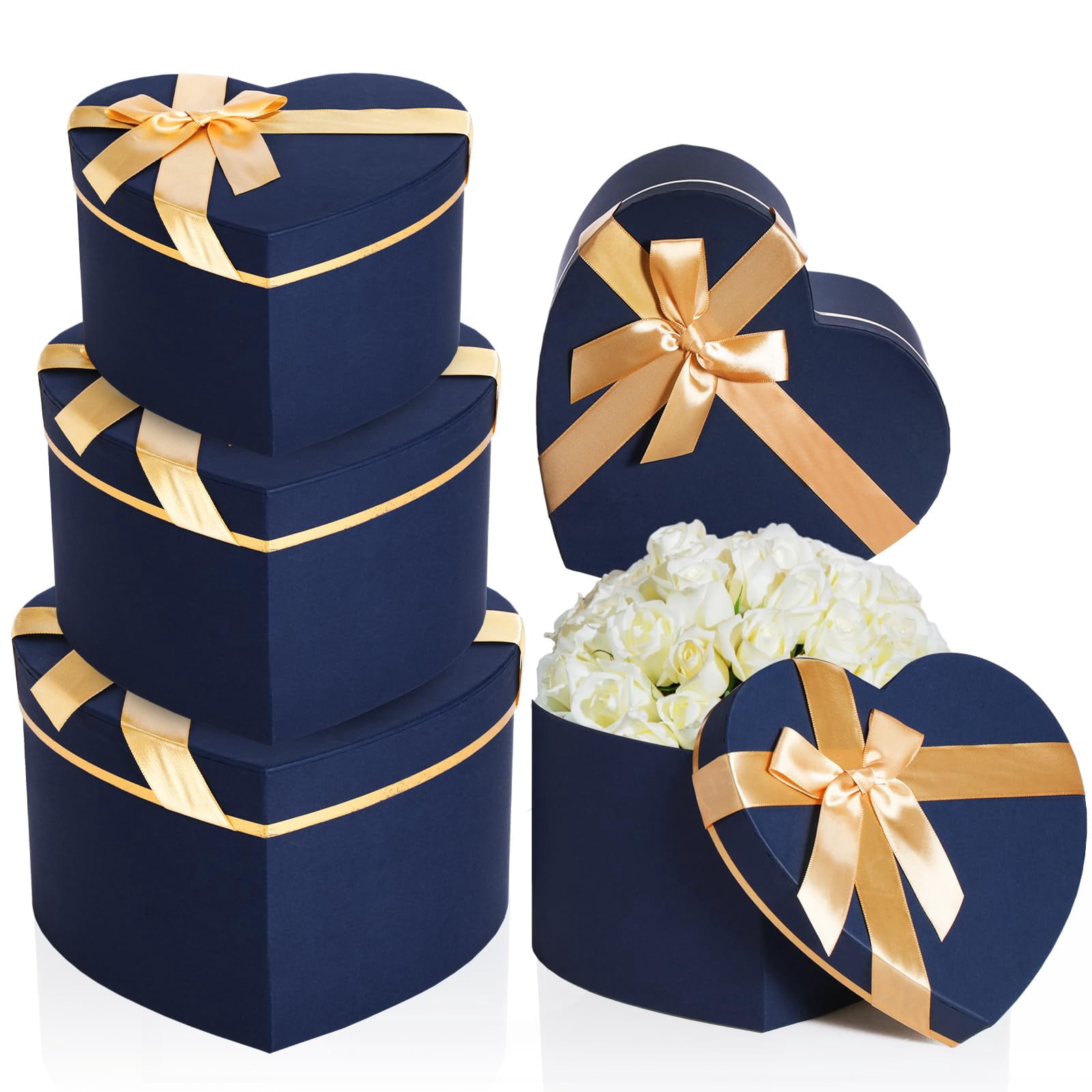 Resurhang 4 Pcs Heart Shaped Box for Flower Heart Gift Box with Lid for ...