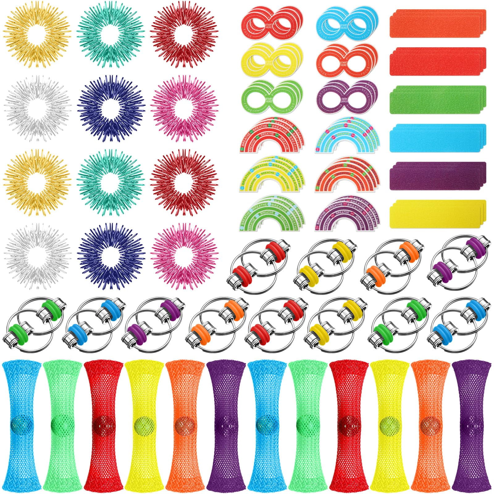 Resurhang 90 Pcs Fidget Toys Include 12 Rings 12 Flippy Roller Chain 12 ...