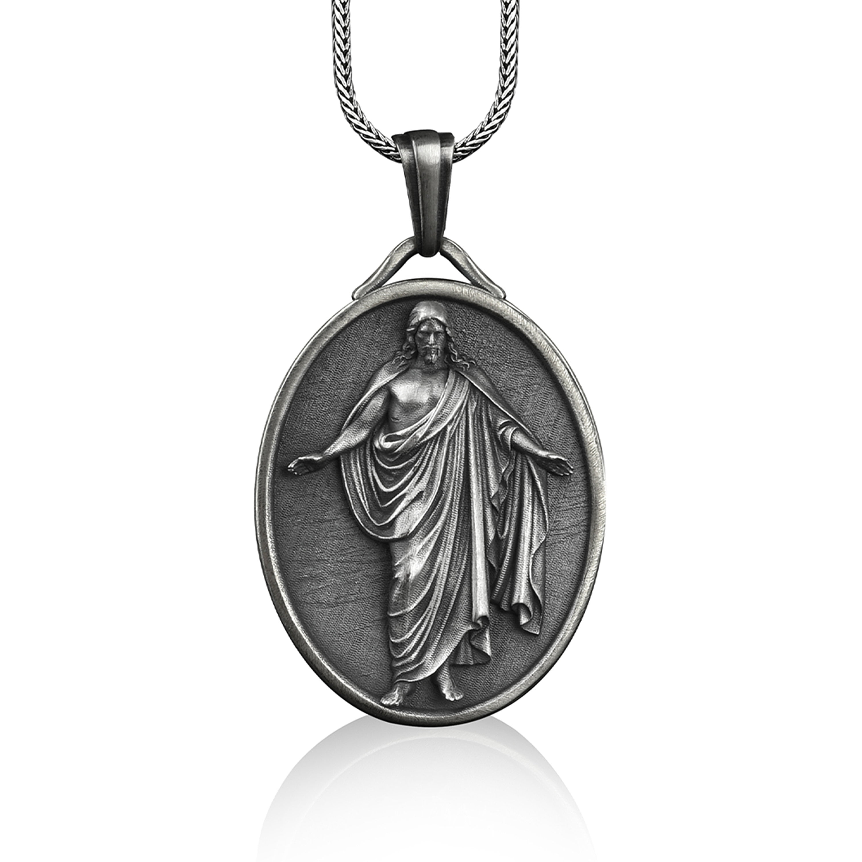 Resurrected Jesus The Christus Statue Silver Oval Medal, Customizable ...