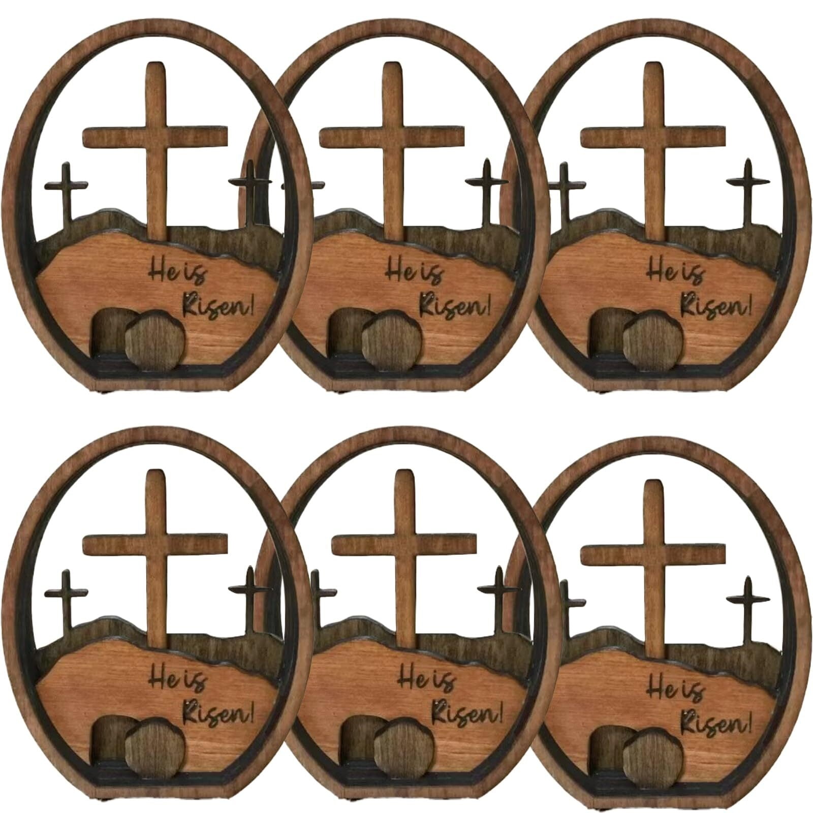Resurrection Scene Wooden Table Decor Jesus Cross with Christian ...