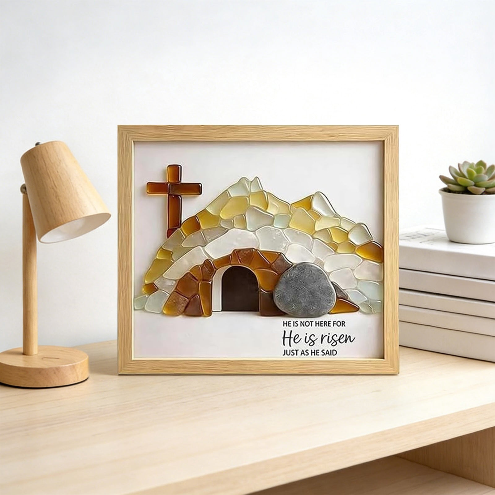 Resurrection Wall Art, Sea Glass Empty Tomb Decor, Religious Hanging ...