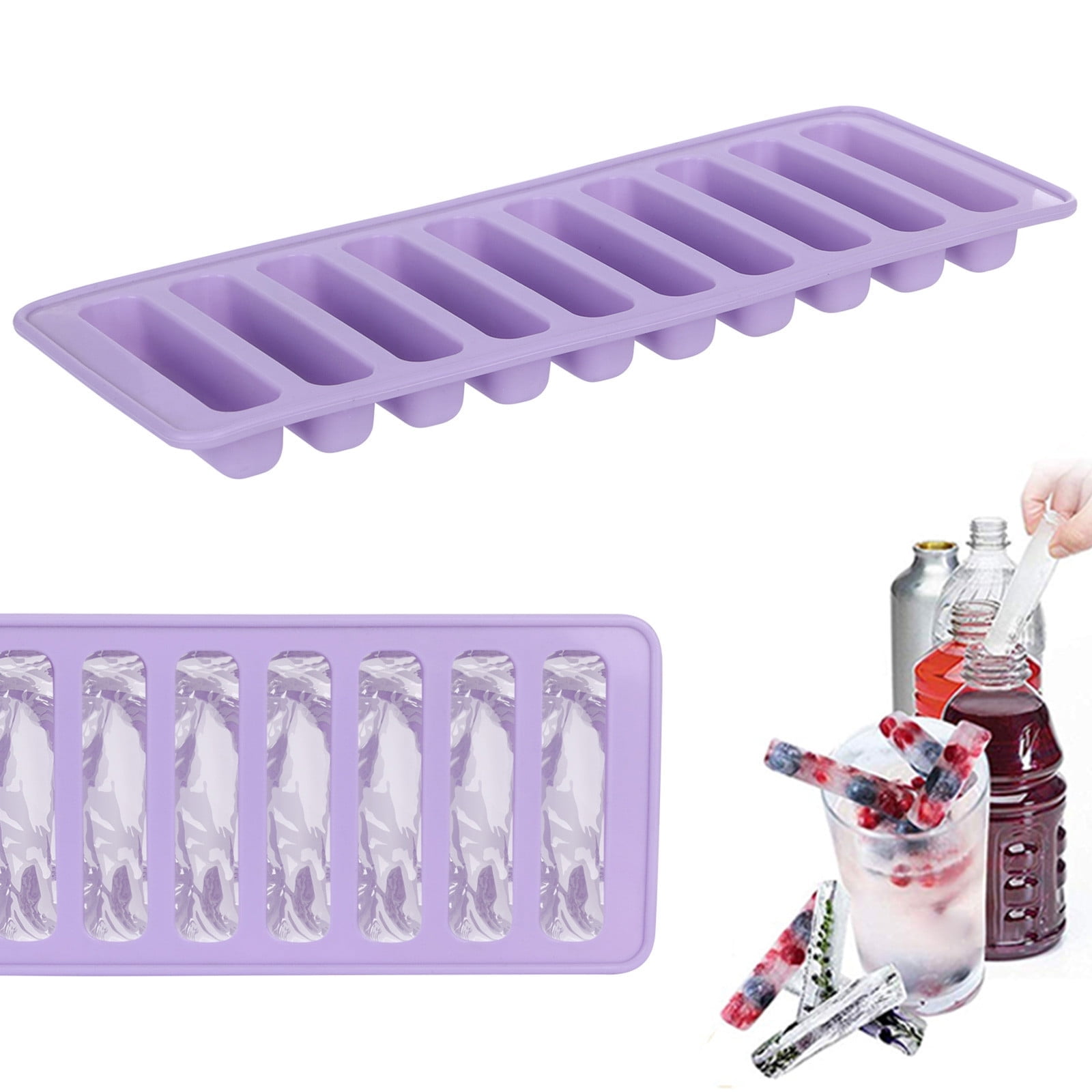 Resusable Silicone and Plastic Water Bottle Ice Cube Stick Tray,Easy ...