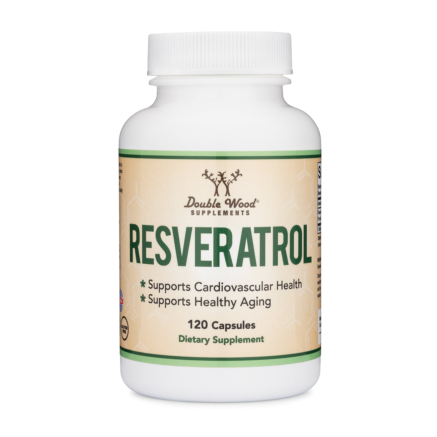 Double Wood Supplements Resveratrol 500mg, Antioxidant Pills, 120 ...