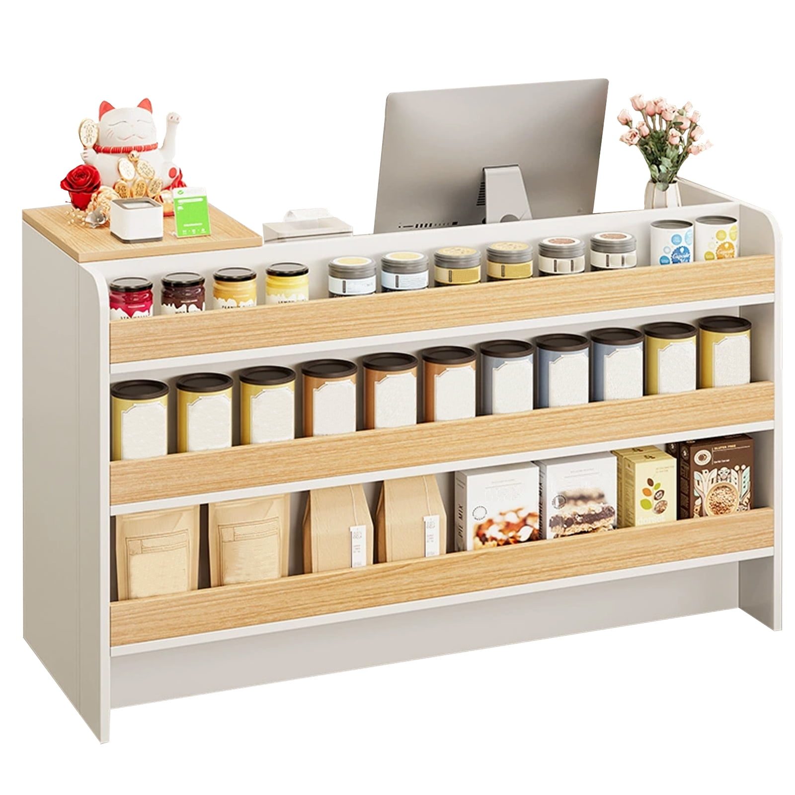 Retail Checkout Counter, Front Reception Desk Counter with Lockable ...