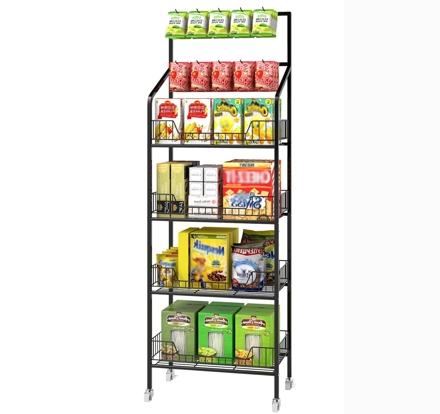 Retail Chip Snack Display Shelf Rack, 4 Tiered Snack Display Stand ...