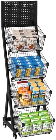 Retail Display Rack Stand 4 Tier Metal Wire Display Shelf Cart on ...