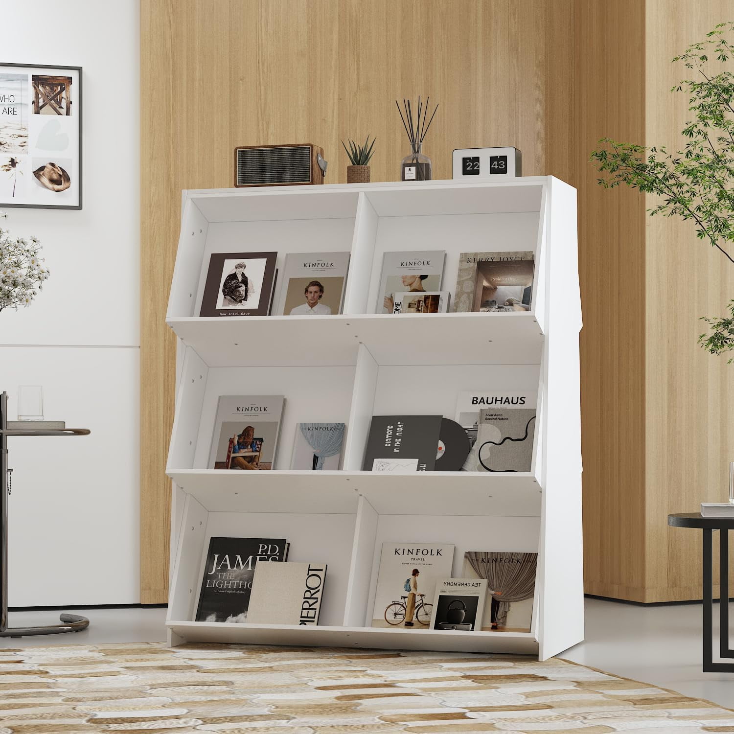 Retail Magazine Display, Wooden Newspaper Holder Cabinet, Double-Side ...