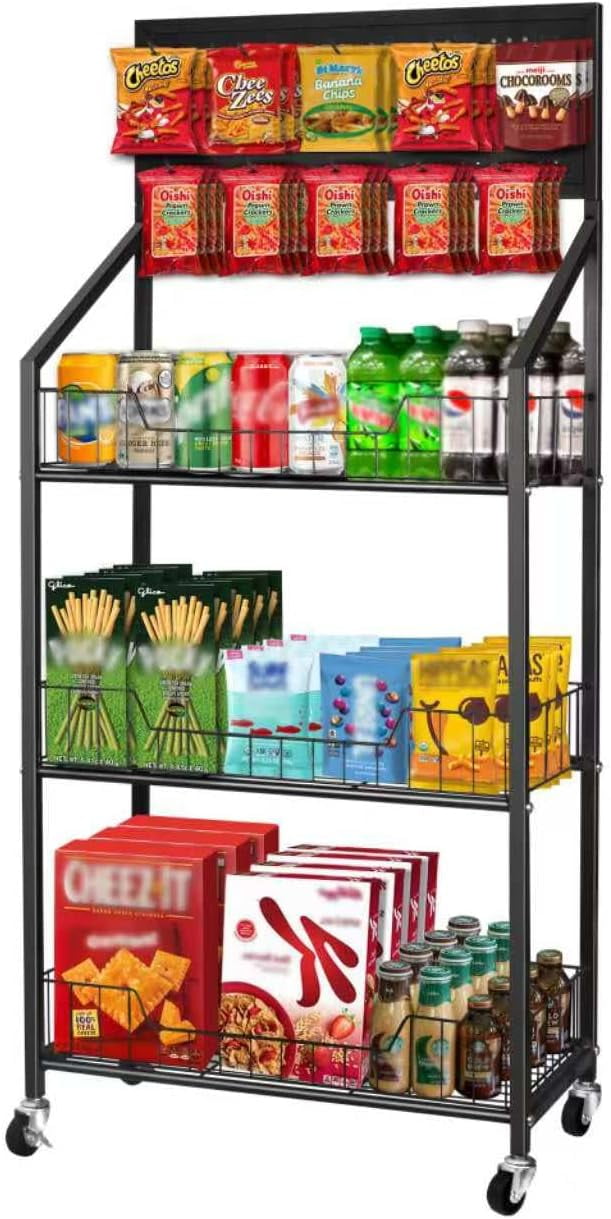 Retail Snack Display Rack 41.72" H Black Metal Retail Snack Display ...