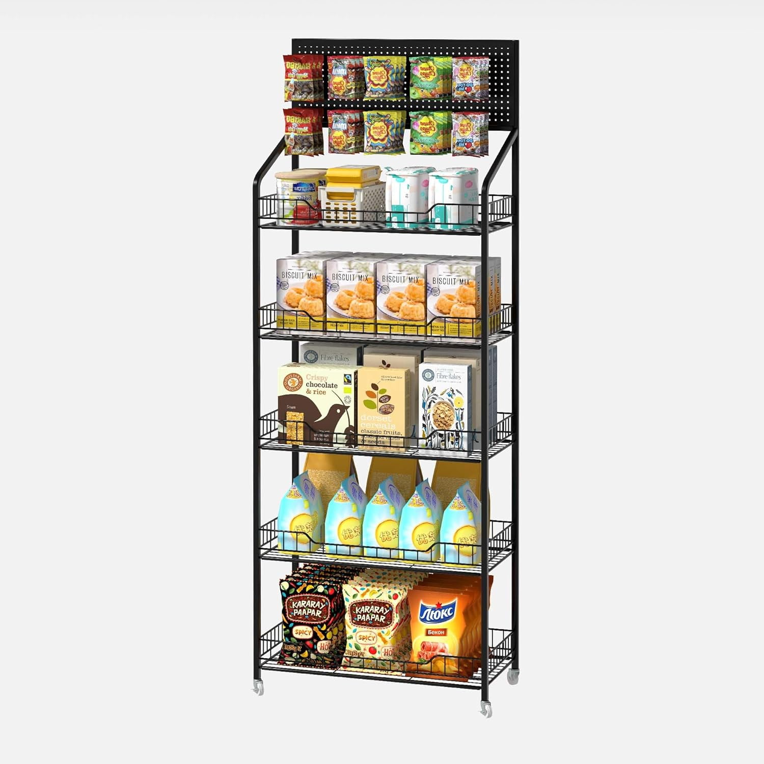 Retail Snack Display Stand, 5 Tier Snack Candy Potato Chip Display Rack ...