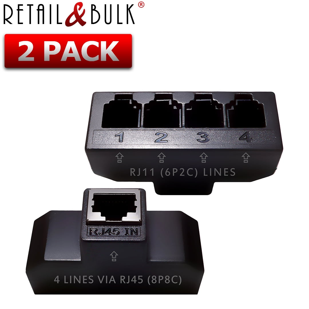 RetailAndBulk (2 Pack) 4 Telephone Line Separator/Combiner, One RJ45 ...