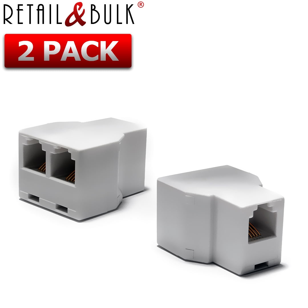 RetailAndBulk 2-Pack Telephone Line Splitter 3 Female RJ11 Jacks Duplex ...