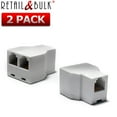 RetailAndBulk 2-Pack Telephone Line Splitter 3 Female RJ11 Jacks Duplex ...