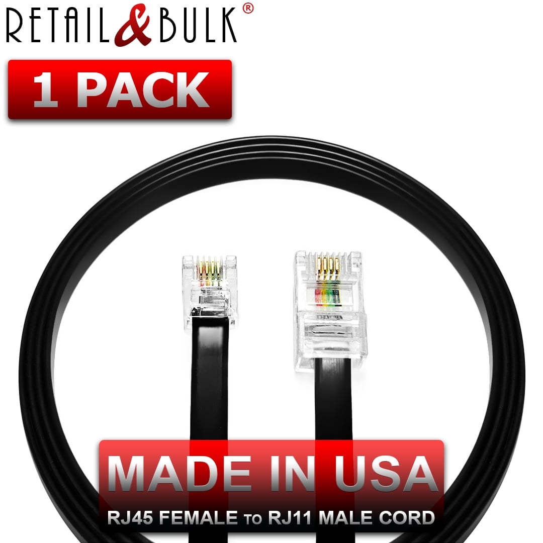 RetailAndBulk 3 Feet RJ11 6P4C to RJ45 8P4C Telephone Cable (3 ft ...