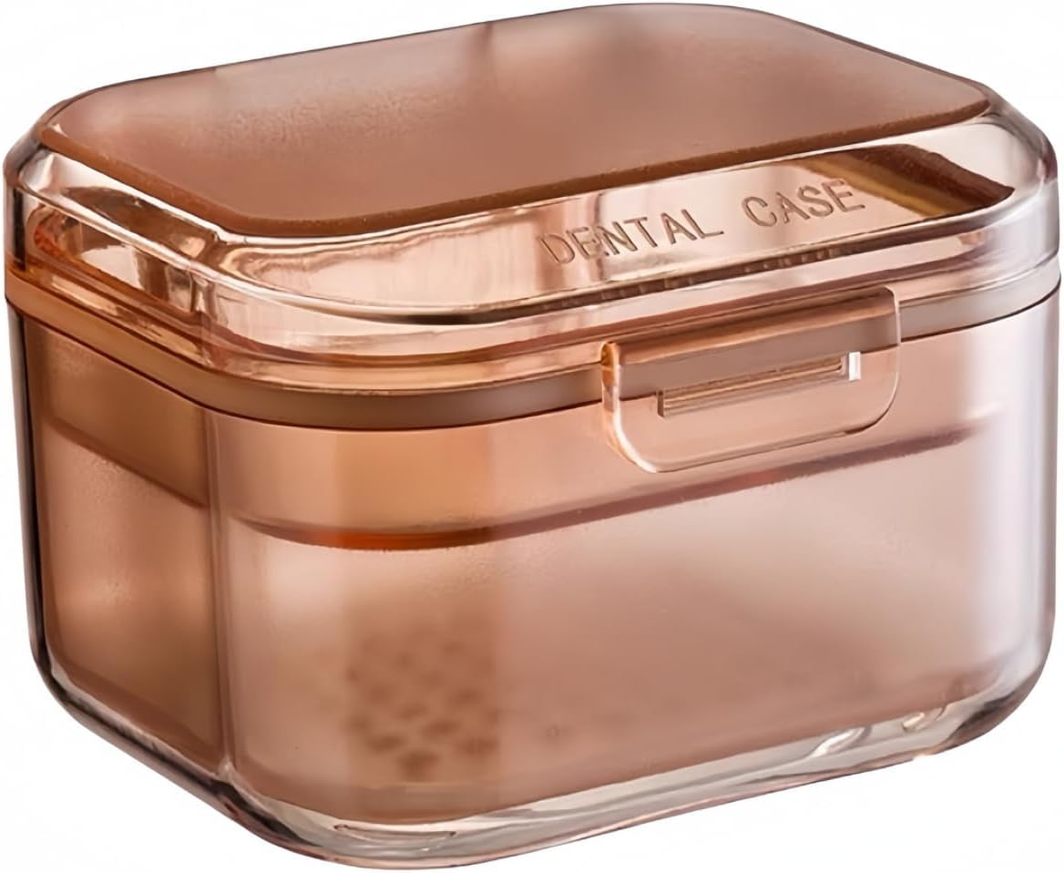 Retainer Case Denture Bath Case,Retainer Cleaner Case with Lid,Denture ...