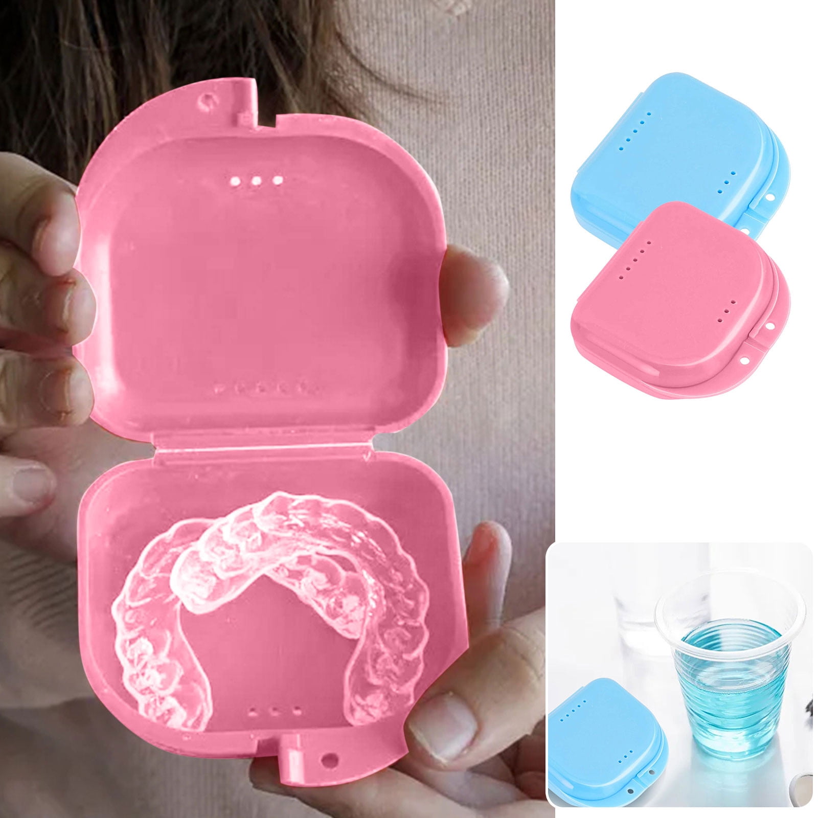Retainer Case with Vent Holes, 2 Pcs Mouth Guard Case Dental Storage ...