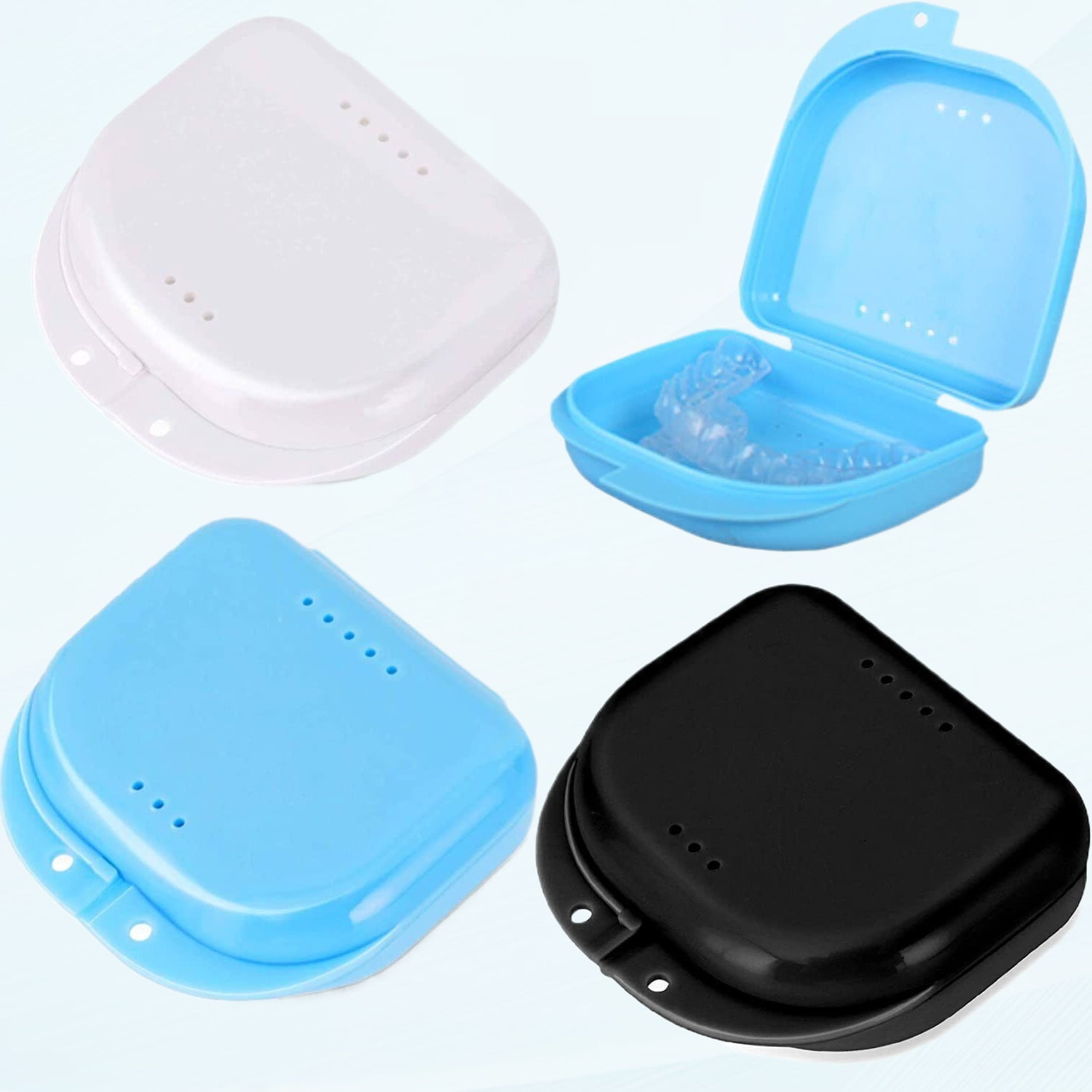Retainer Case with Vent, 3-Pack Orthodontic Mouth Guard Case Cute ...