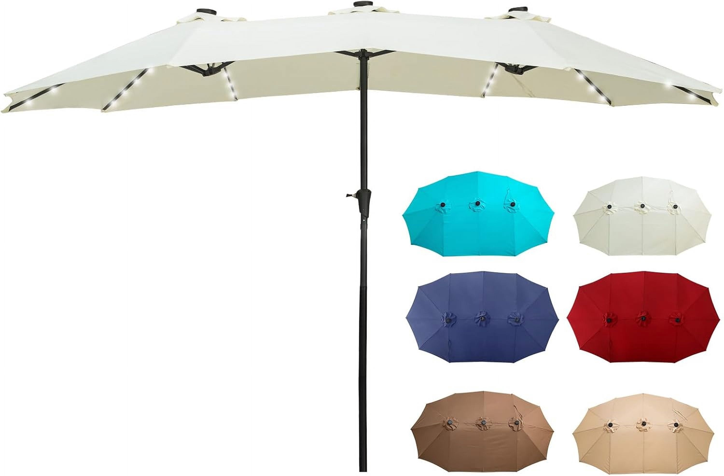 Retangle Patio Umbrella Patio Solar Led Lighted Umbrella,15ft Double ...