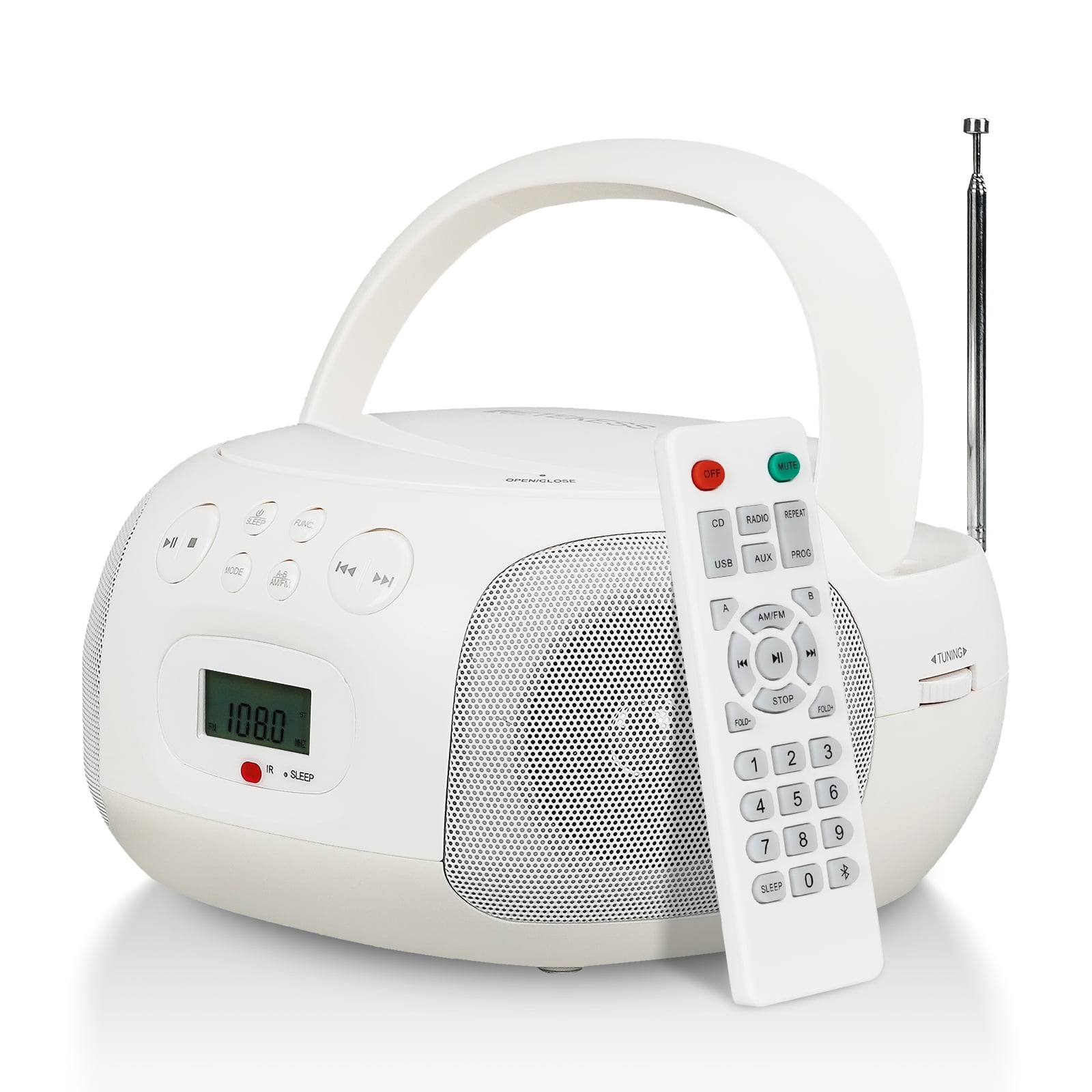 Retekess TR636 Boombox CD Player with AM/FM, Bluetooth, USB, AUX, LCD ...