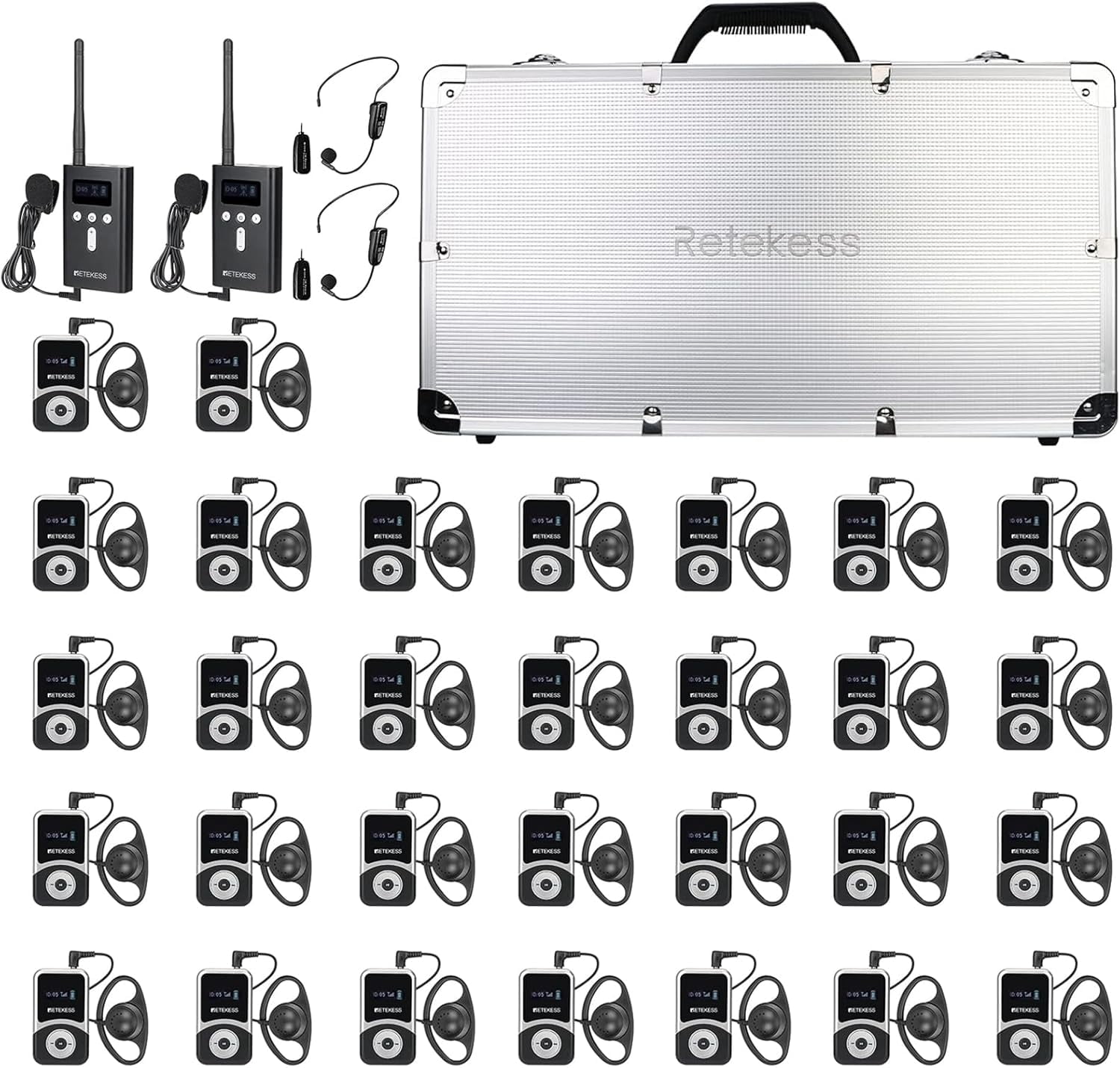 Retekess T130S Wireless Tour Guide Headsets and Translation Devices, 30 ...