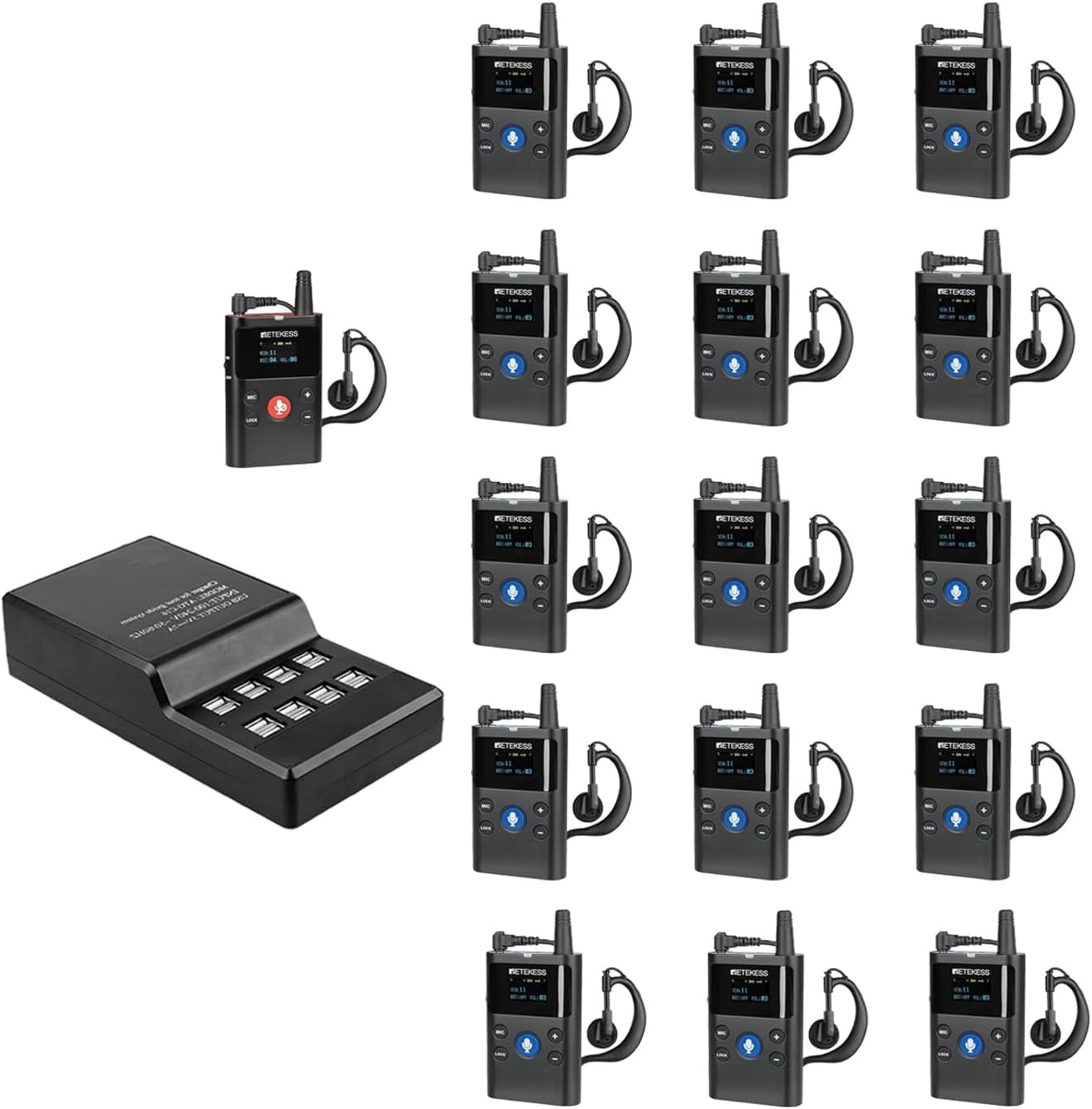 Retekess TT126 Two-Way Tour Guide System, 2 Way Communication Device, 280m/918ft, Wireless ...