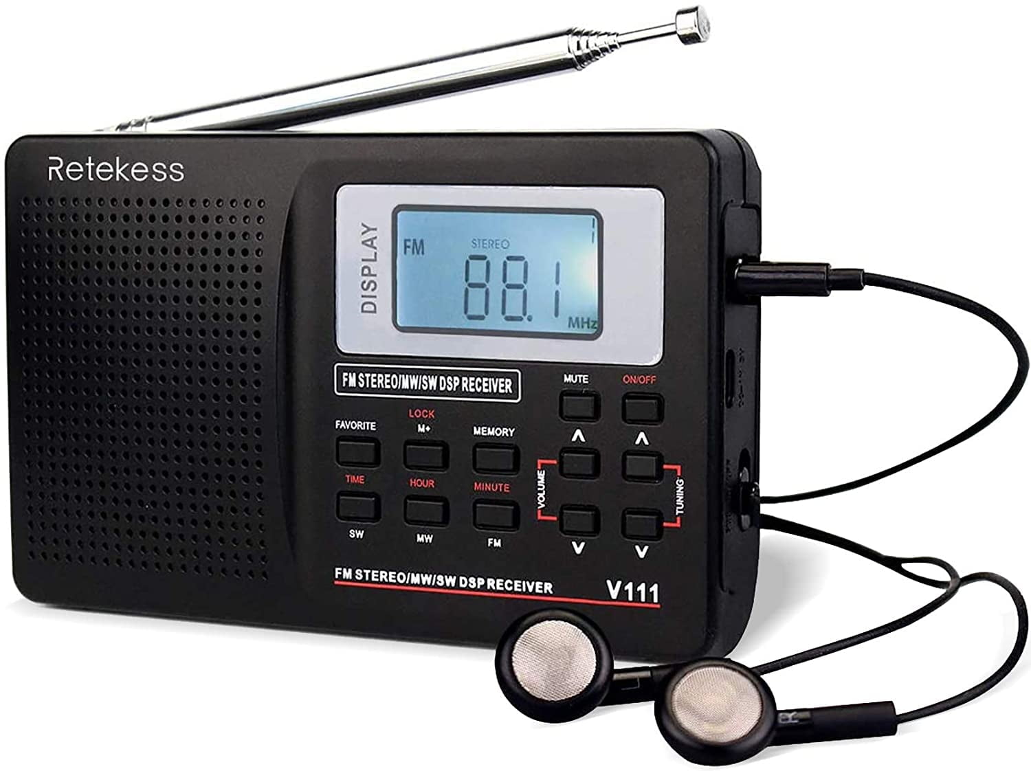 Retekess V111 Portable AM/FM/SW Shortwave Digital Radio with Alarm ...