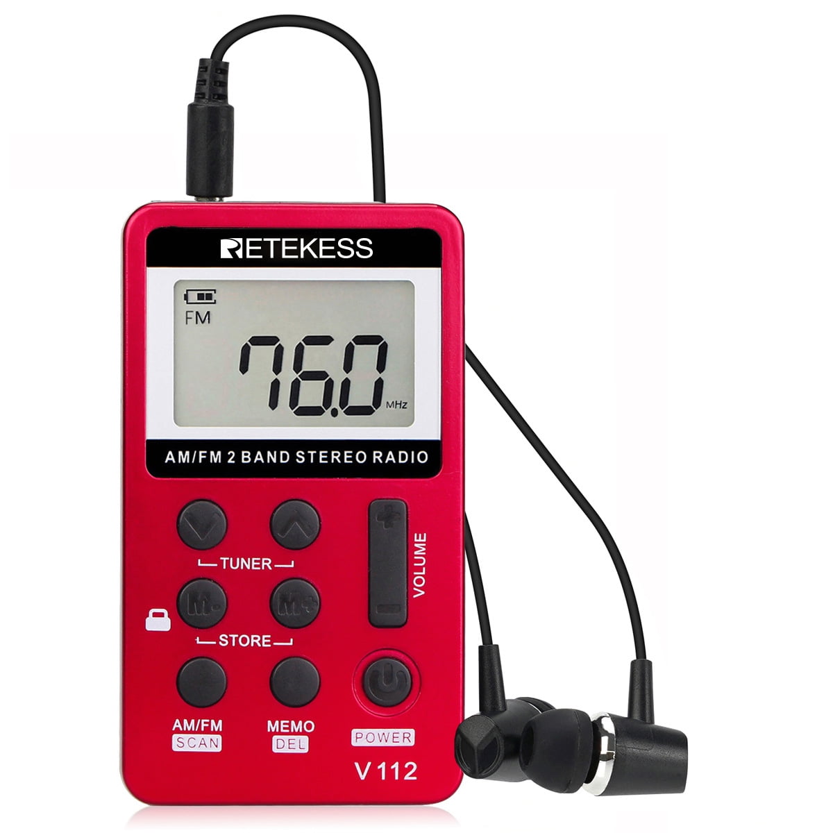 Retekess V112 Battery LCD Display Pocket-Size Portable AM/FM Radios ...