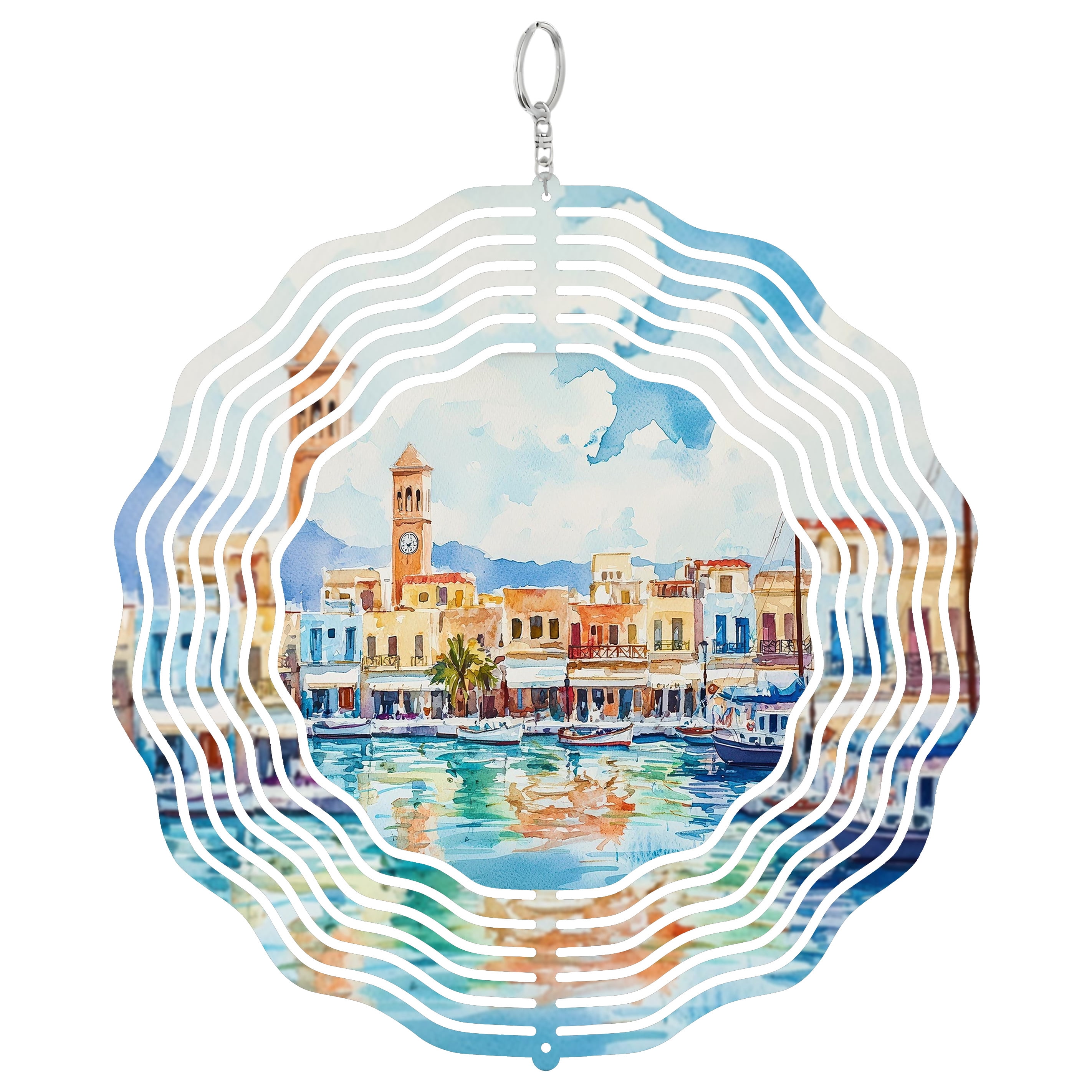 Rethymno Crete Old Town 3D Wind Spinner Stainless Steel Kinetic Art ...