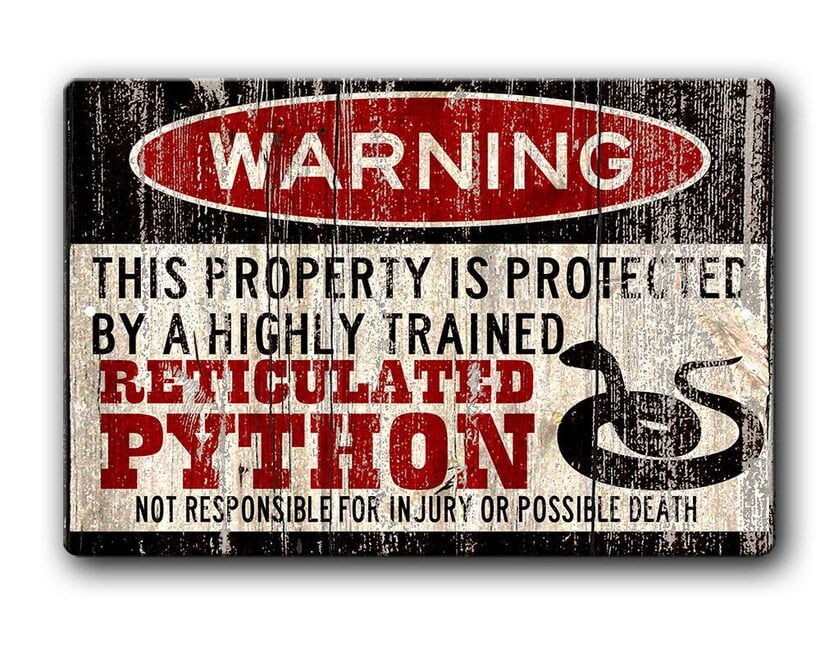 Reticulated Python Sign,Funny Metal Signs,Ball Python accessories,Snake ...