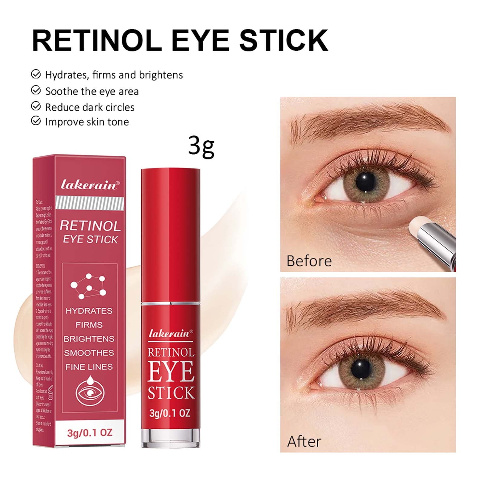 Retinol Eye Cream 3g - Reduces Fine Lines and Wrinkles | Hydrates and ...