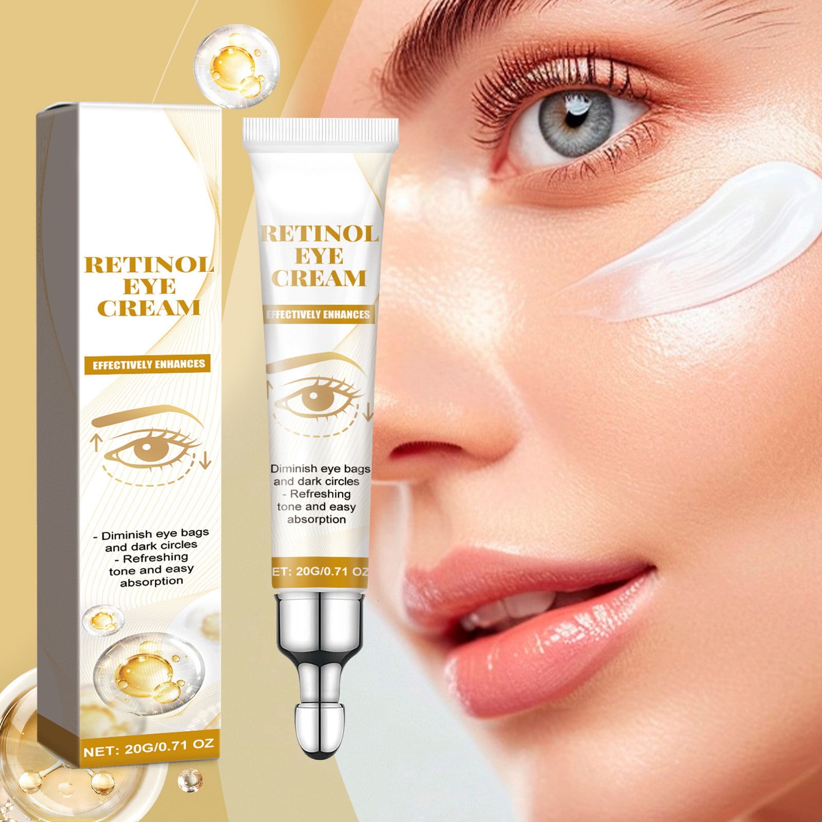 Retinol Eye Cream, Retinol Anti-Puffiness Cream Under The Eyes, Anti ...