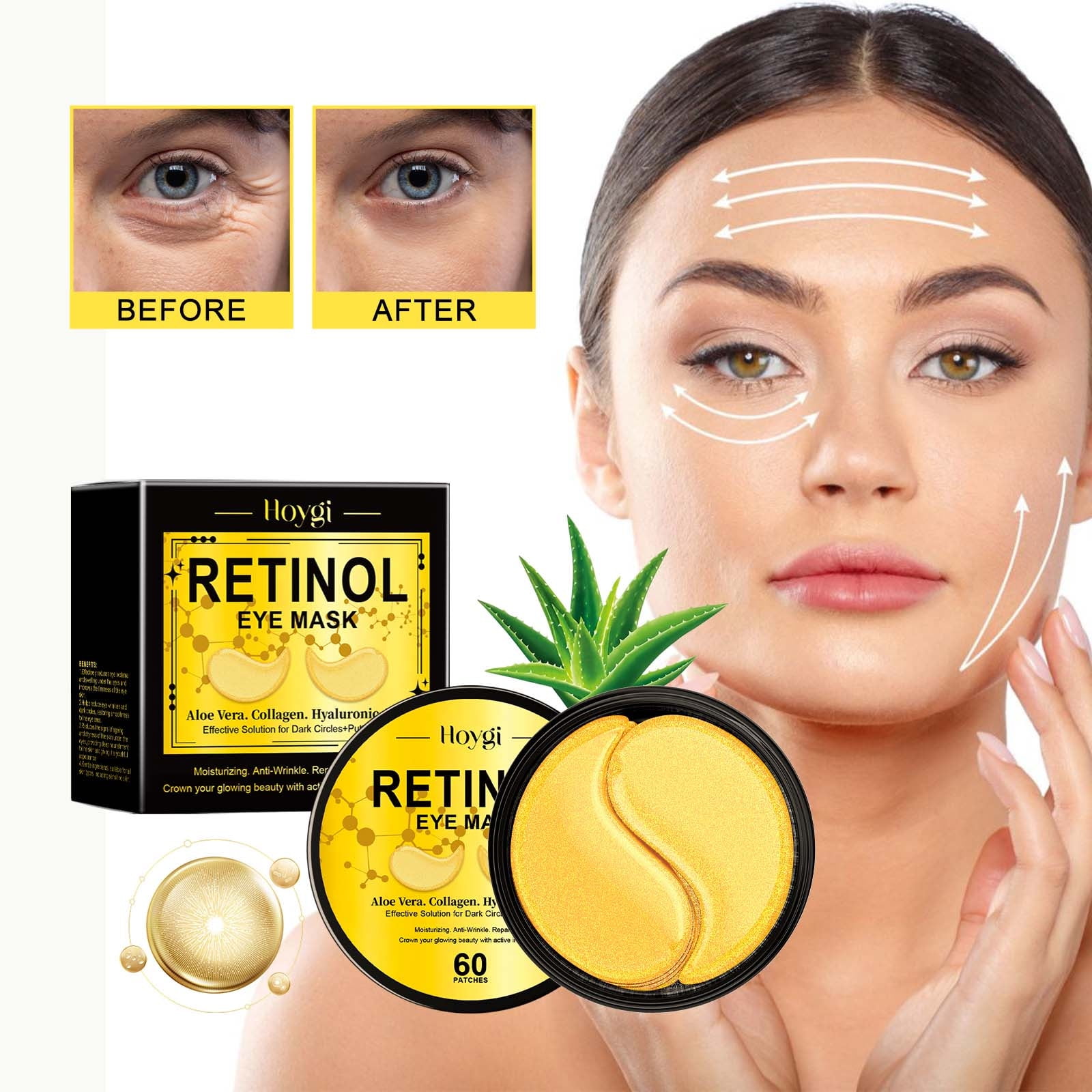 Retinol Eye Mask | Returium Aloe Moisturizing Patches for Wrinkle ...