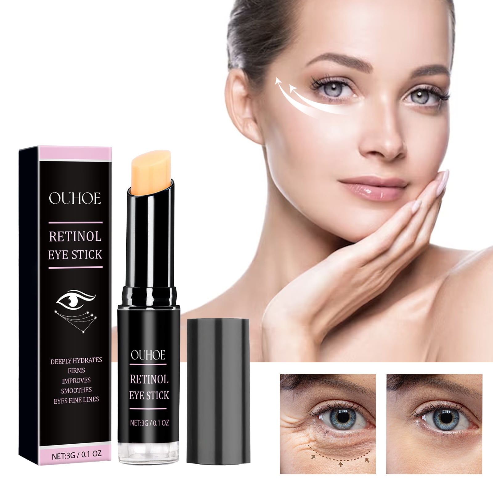 Retinol Eye Stick, Reduce Eye Puffiness and Dark Circle, Blur Fine Lines, Include Hyaluronic ...