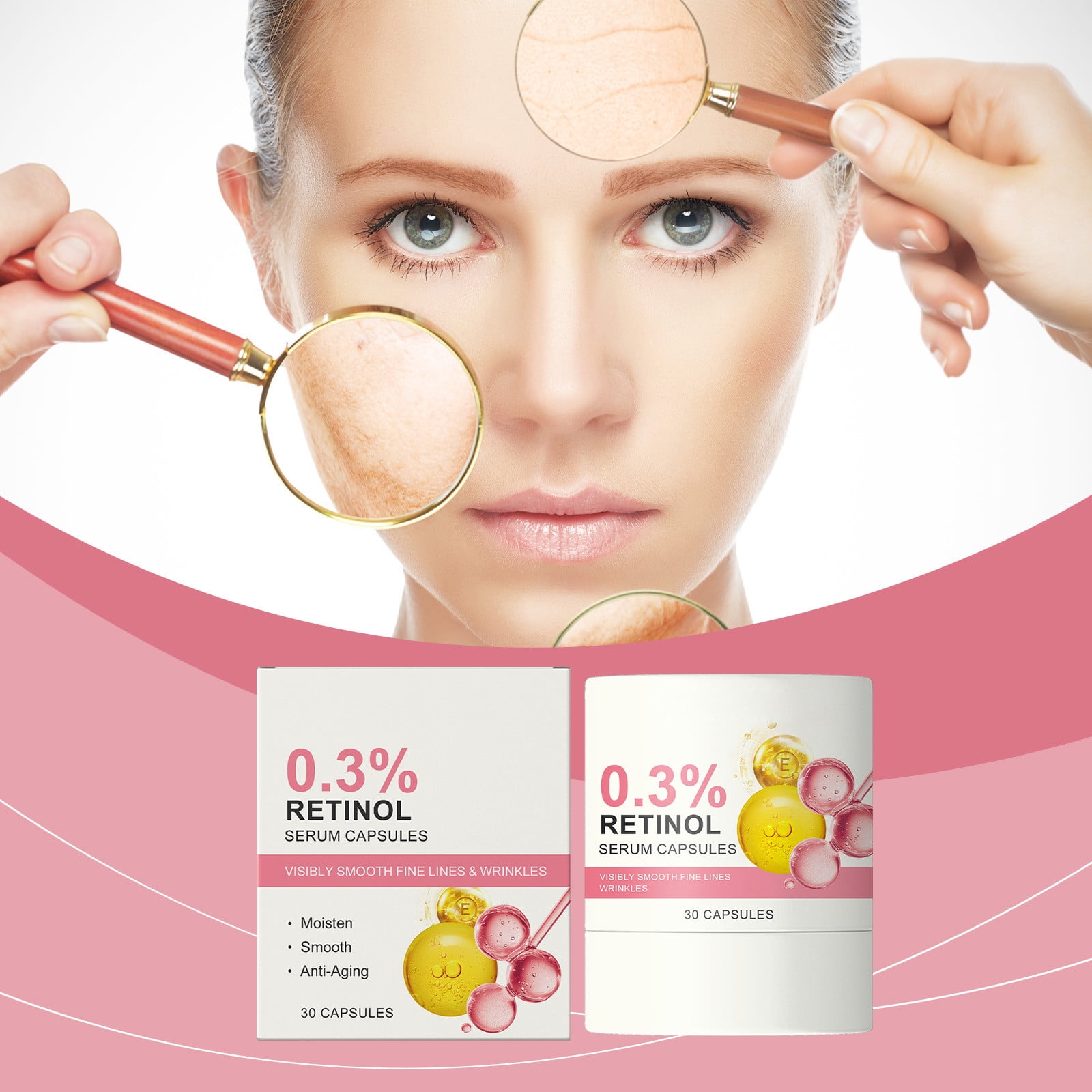 Retinol Serum Capsules - 30 Capsules Anti-Aging Facial Essence with ...