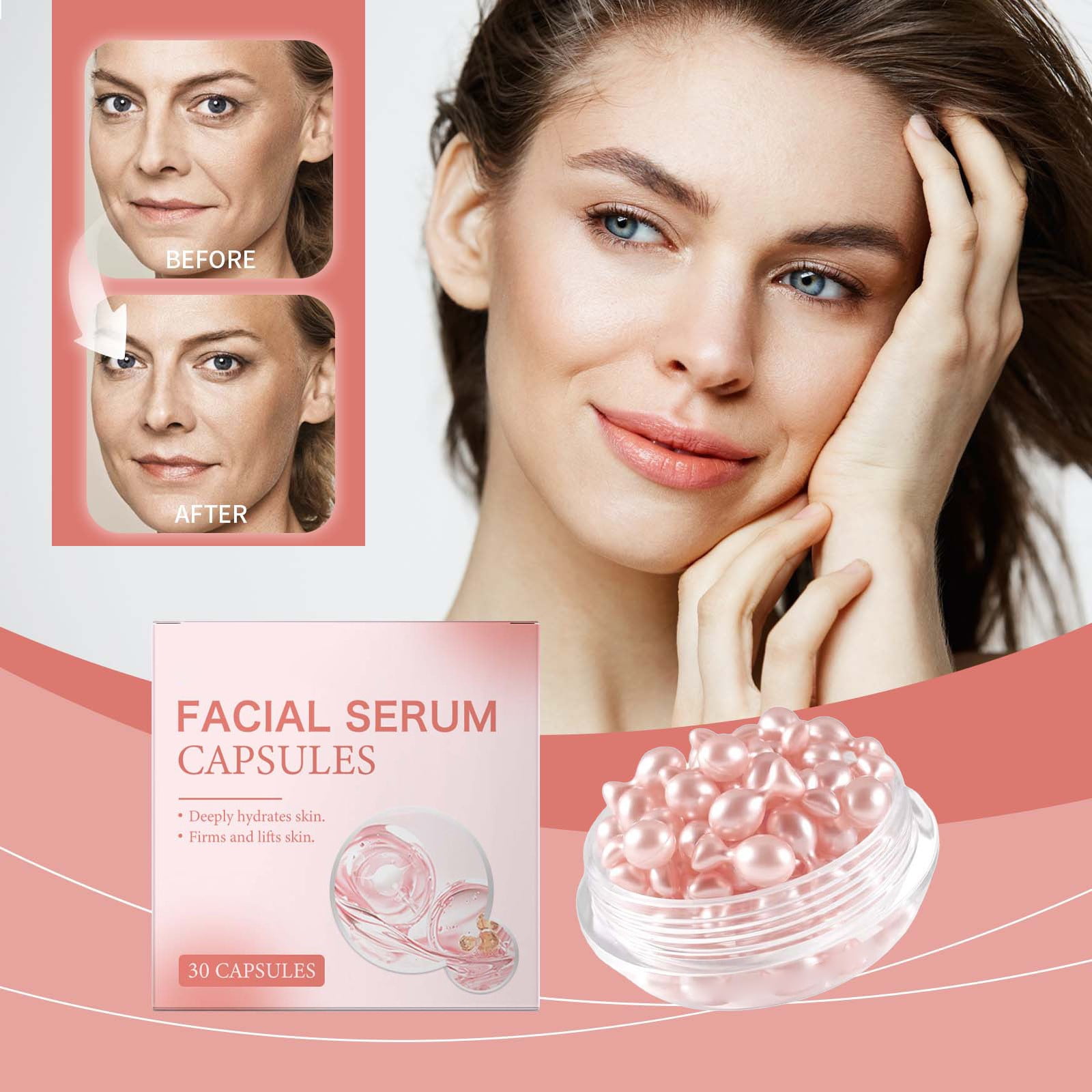 Retinol Serum Capsules for Face | Firming Anti-Aging Facial Serum with Vitamin C & E | Reduces ...