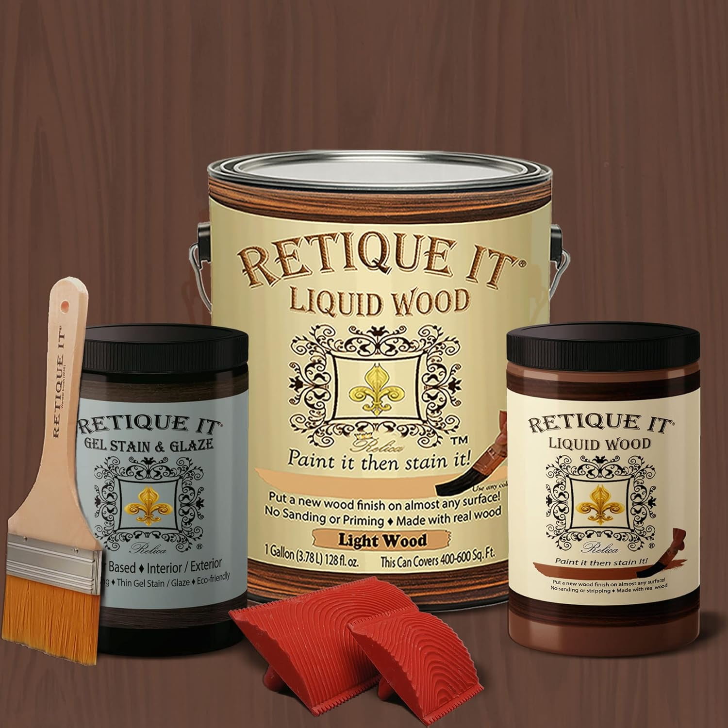 Retique It Gel Stain Liquid Wood Kits Real Paintable Wood. (16 Fl Oz ...