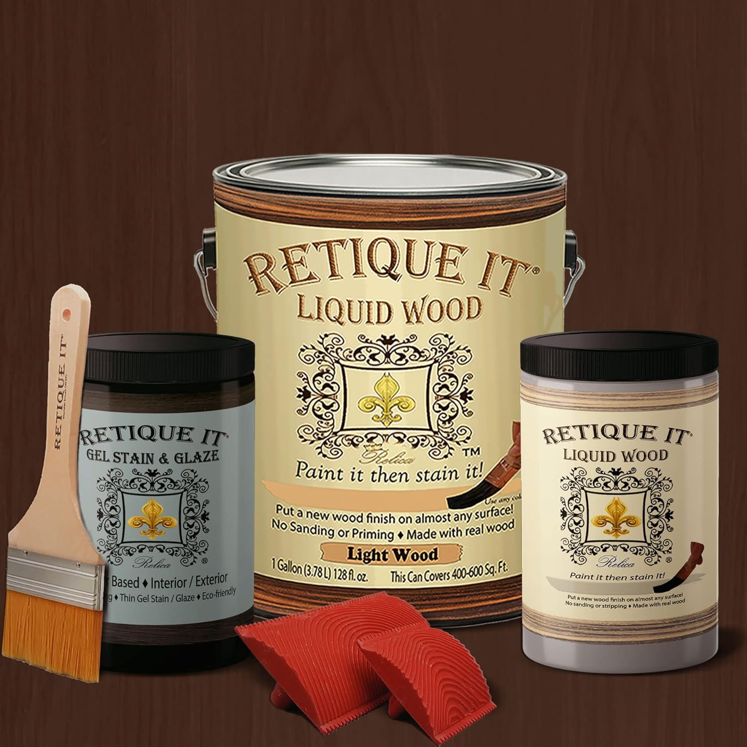 Retique It Gel Stain Liquid Wood Kits Real Paintable Wood. (16 Fl Oz ...