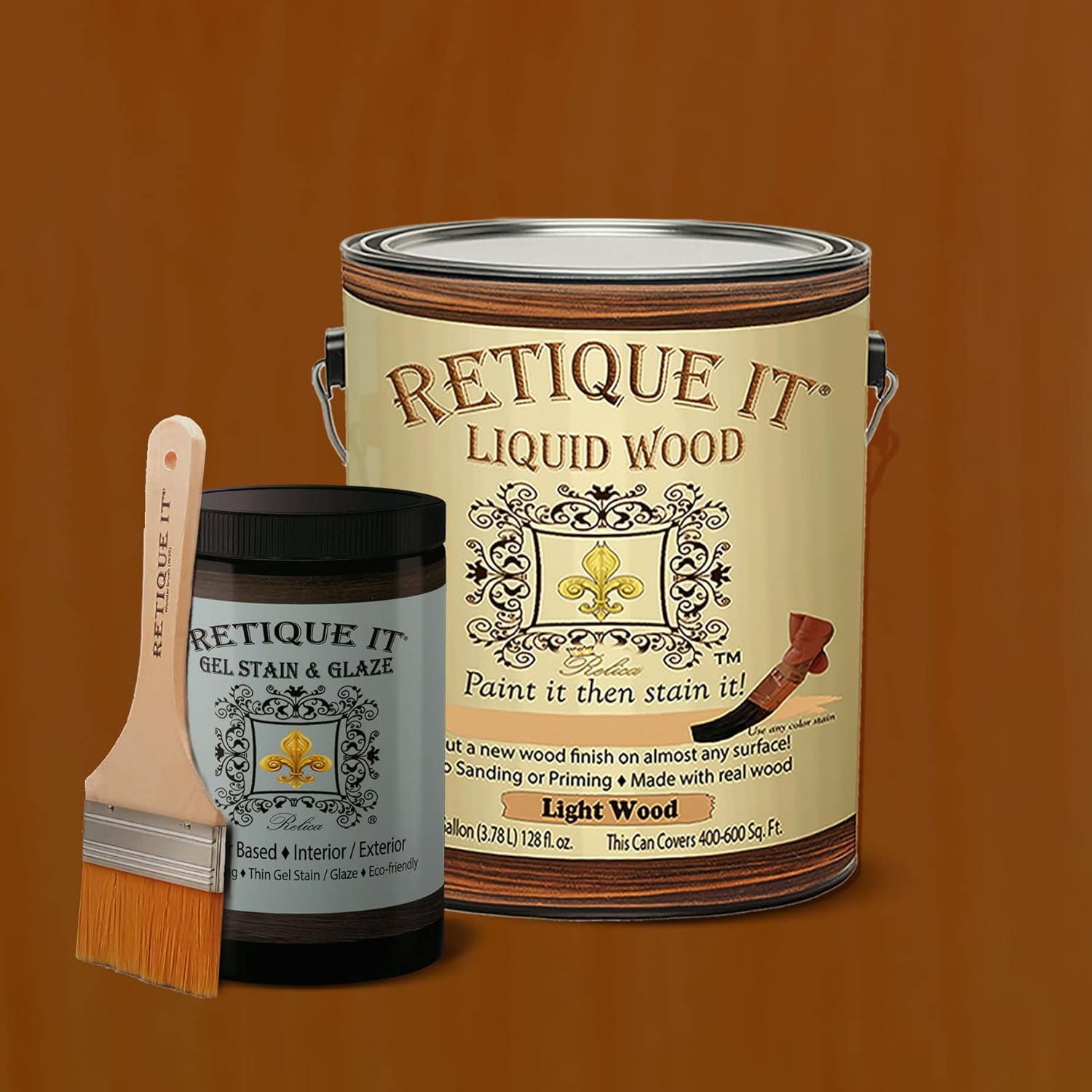 Retique It Gel Stain Liquid Wood Kits Real Paintable Wood. (16 Fl Oz ...